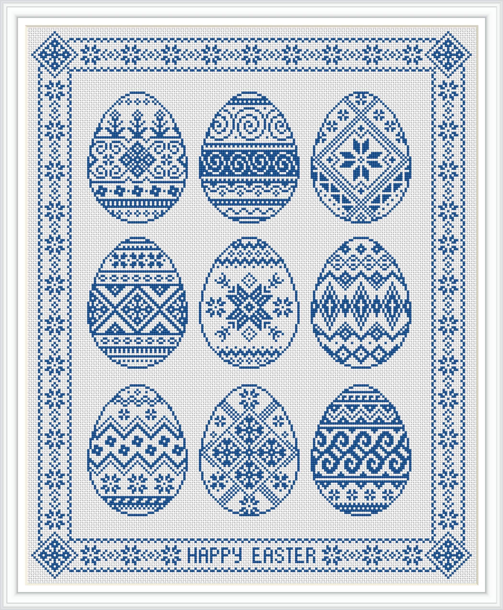 Easter Eggs Cross Stitch Pattern PDF Download Monochrome Sampler Cross ...