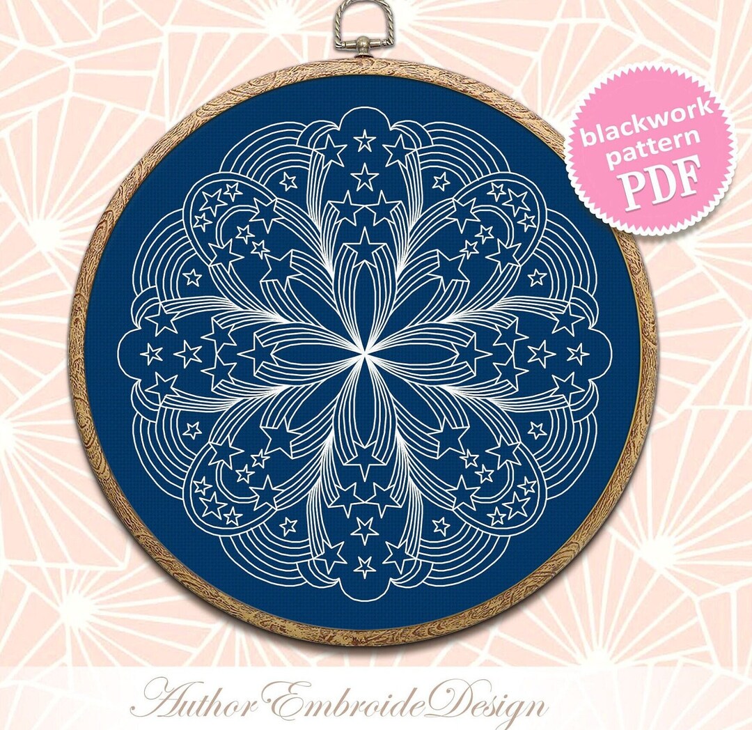 Star Mandala Pattern Digital for Hand Embroidery PDF Instant Download ...