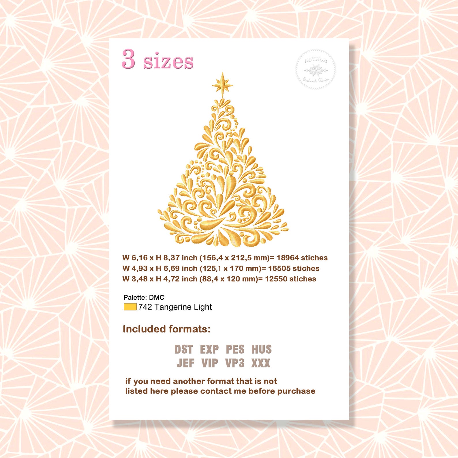 Christmas Tree Embroidery Design, Christmas Machine Embroidery Pattern ...
