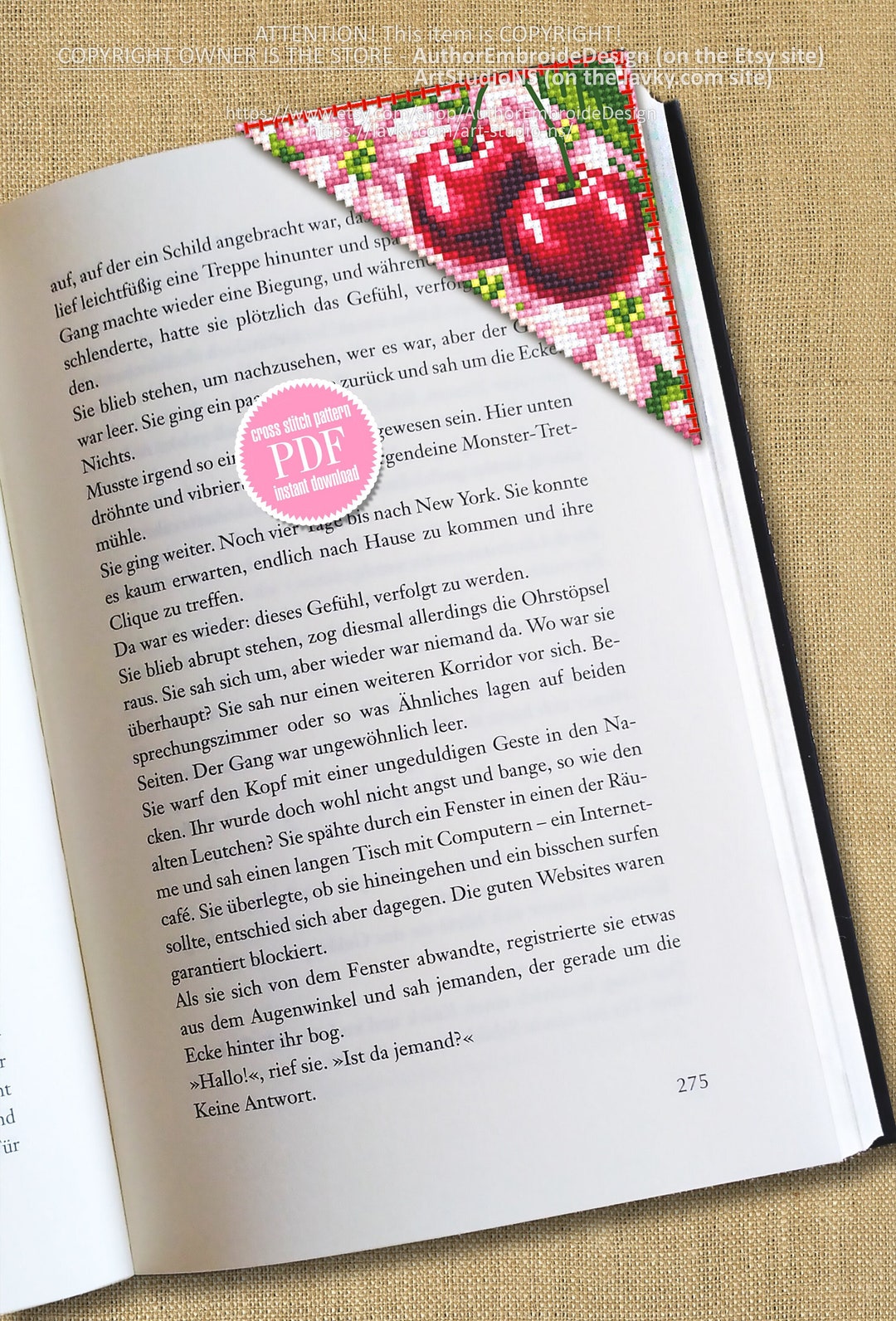 Corner Bookmark Cross Stitch Pattern PDF Download Spring Cross - Etsy