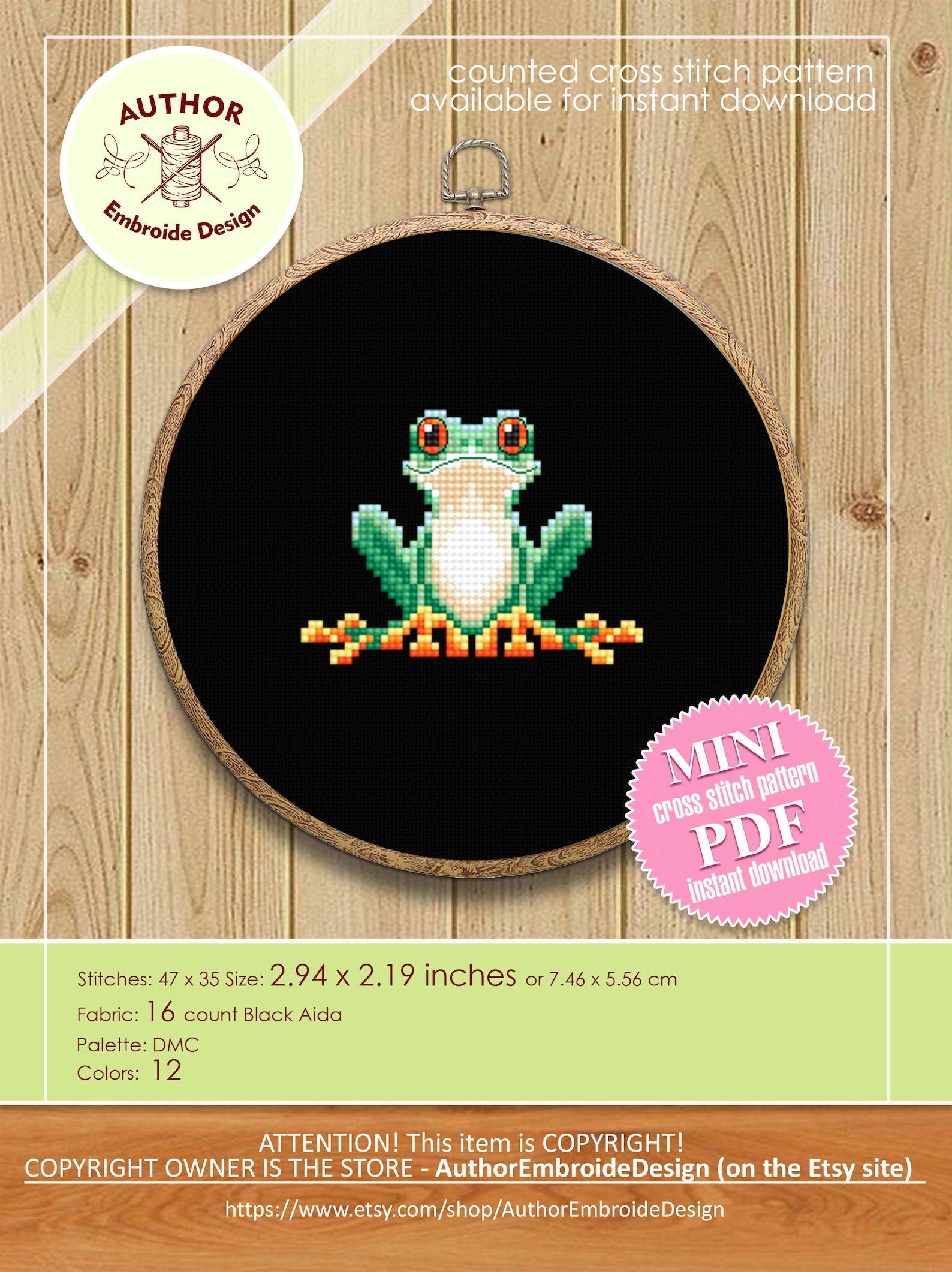 Small Tree Frog Cross Stitch Pattern PDF Set of 3 Frog Patterns Instant ...