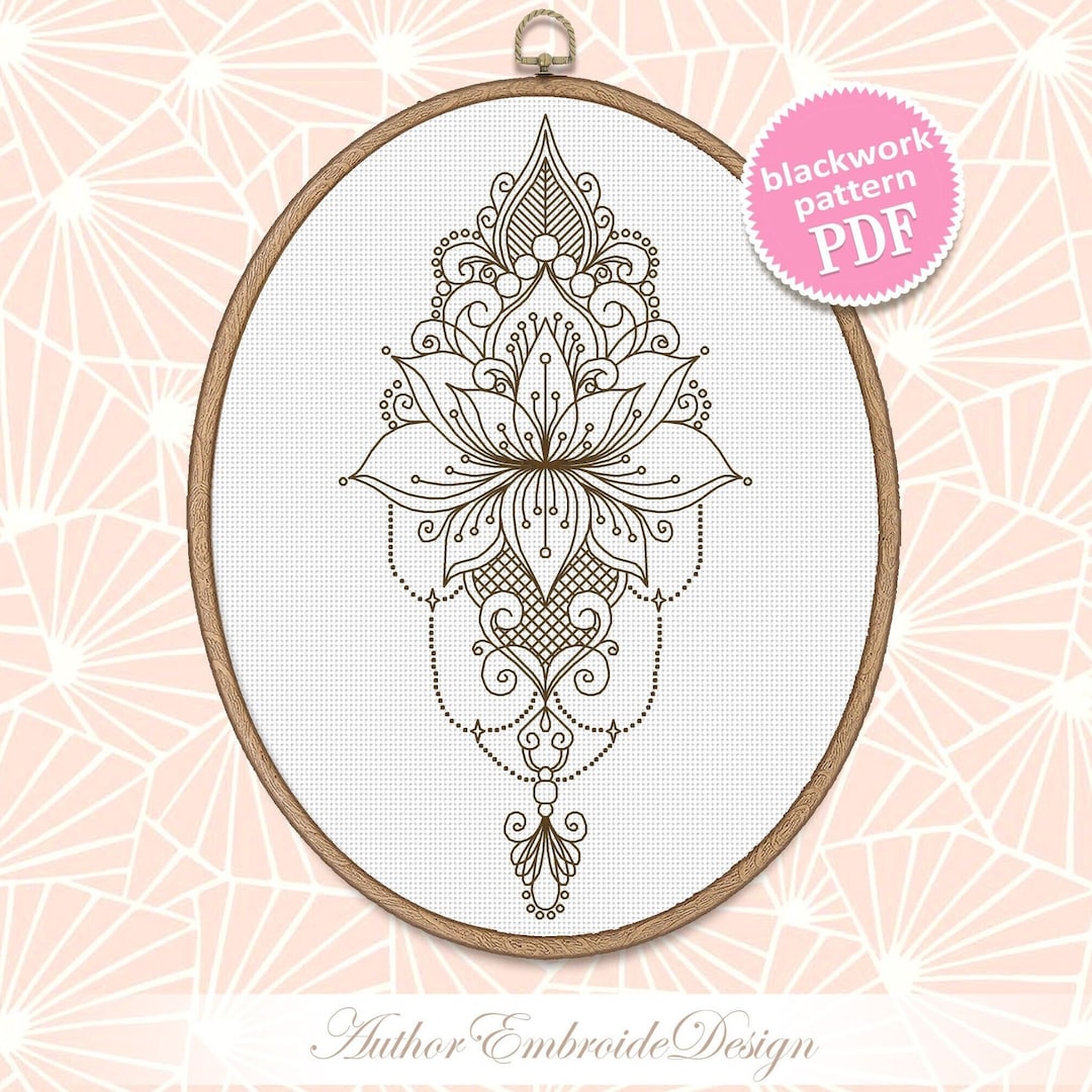 Lotus Flower Mandala Pattern Digital for Hand Embroidery PDF Instant ...