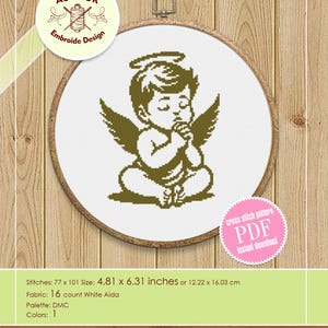 Baby Angel Cross Stitch Pattern PDF Download Angel Silhouette Cross ...