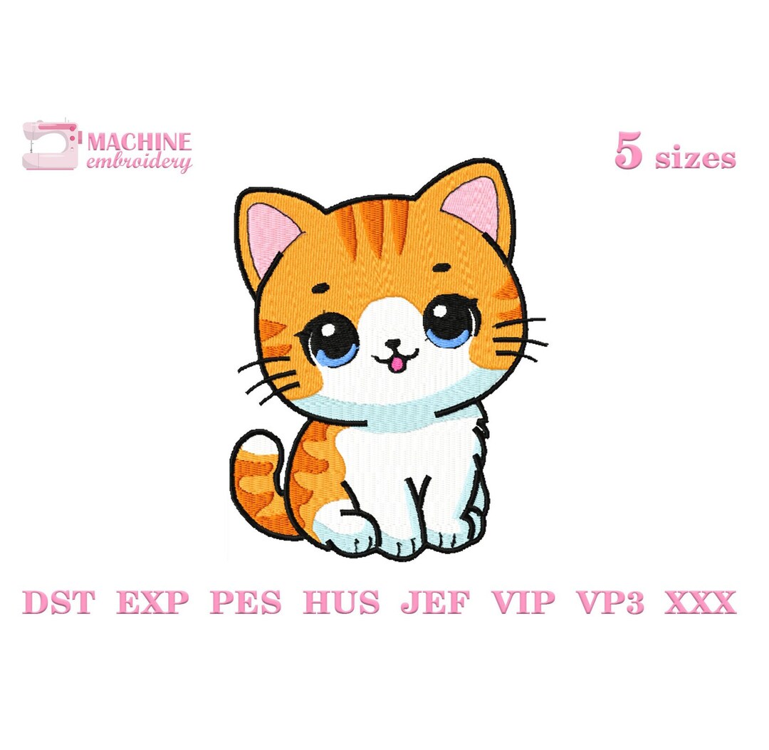 Cat Embroidery Designs Machine Embroidery Pattern 5 Size, Embroidery ...