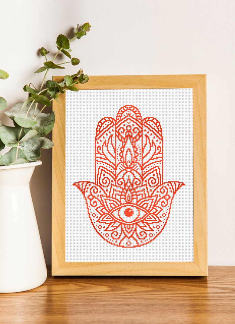 Hamsa Hand Cross Stitch Pattern Download PDF Monochrome - Etsy