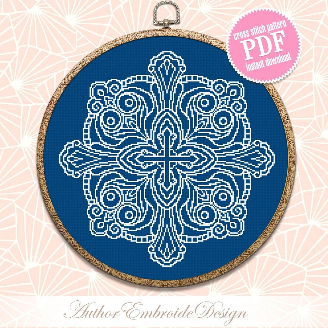 Mandala Cross Stitch Pattern PDF Download Mandala Ornament Cross Stitch Chart, Cross Mandala ...