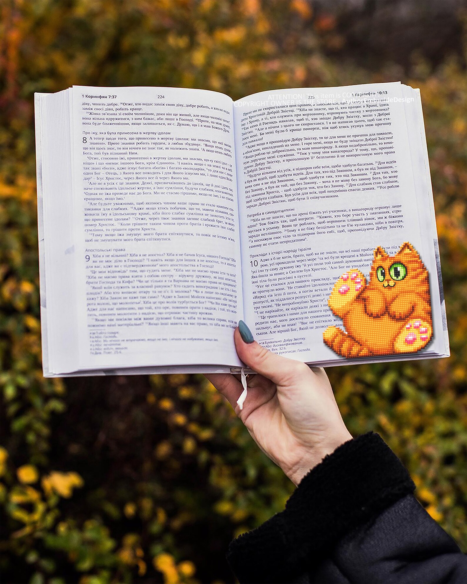 Orange Cat Corner Bookmark Cross Stitch Pattern Download PDF Cat Cross ...
