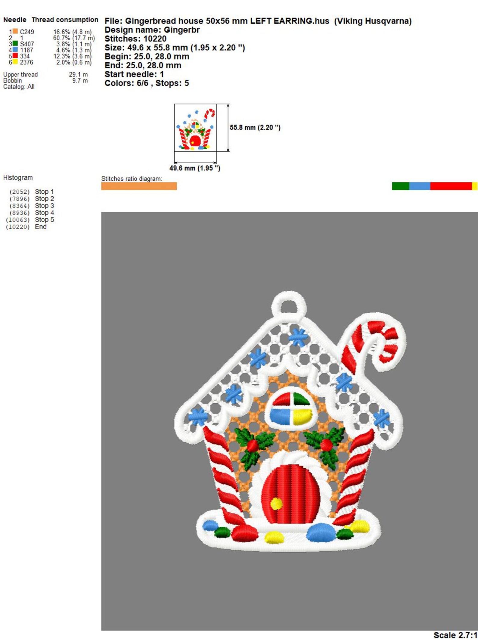 FSL Gingerbread House Machine Embroidery Design Download - Earrings and ...