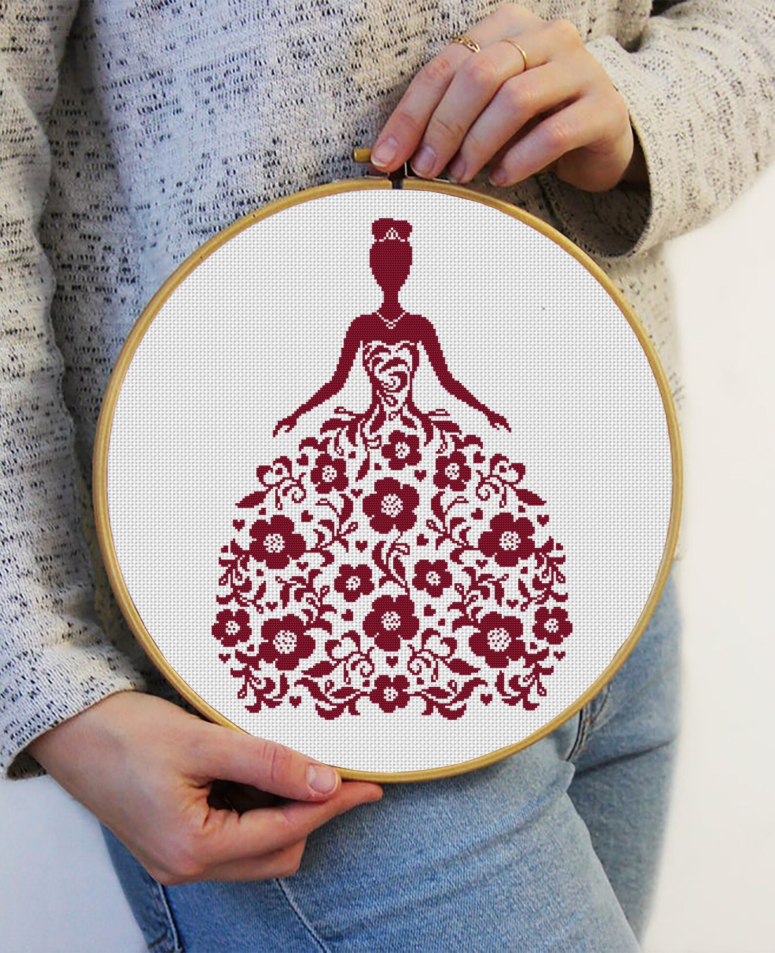 Wedding Dress Cross Stitch Pattern Download PDF Silhouette Bride Cross ...