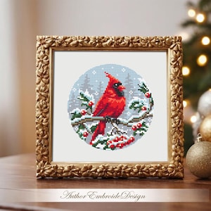 Christmas Cardinal Cross Stitch Pattern PDF Download Red Bird Cross ...