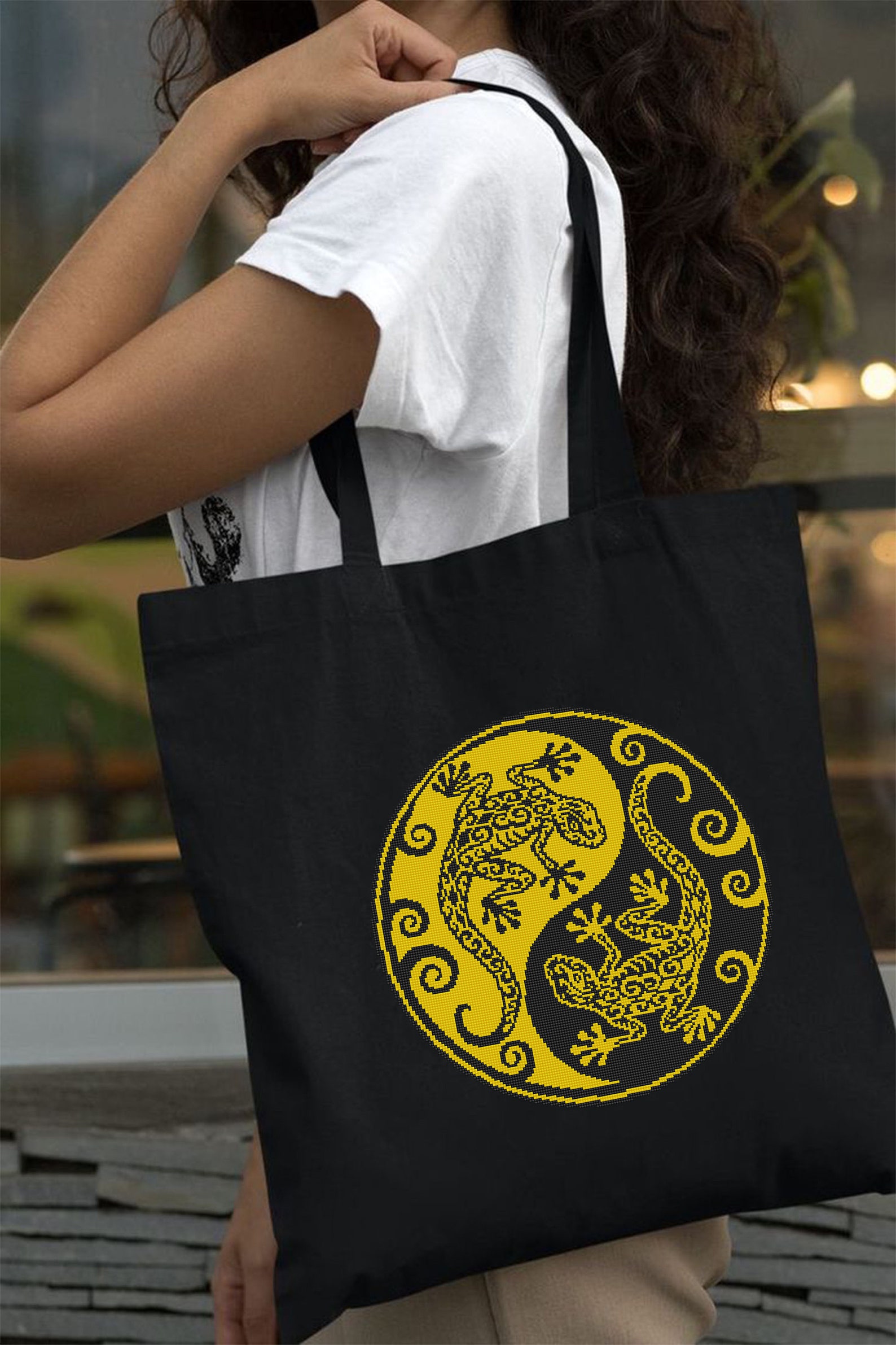 Lizard Yin Yang Cross Stitch Pattern Download PDF Salamander - Etsy