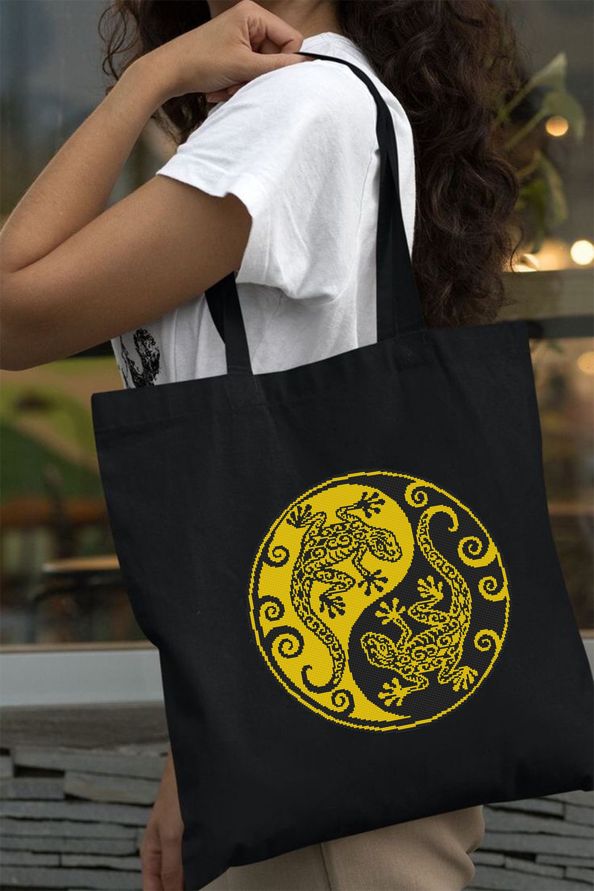 Lizard Yin Yang Cross Stitch Pattern Download PDF Salamander - Etsy