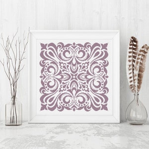Square Mandala Cross Stitch Pattern PDF Download Monochrome Mandala ...