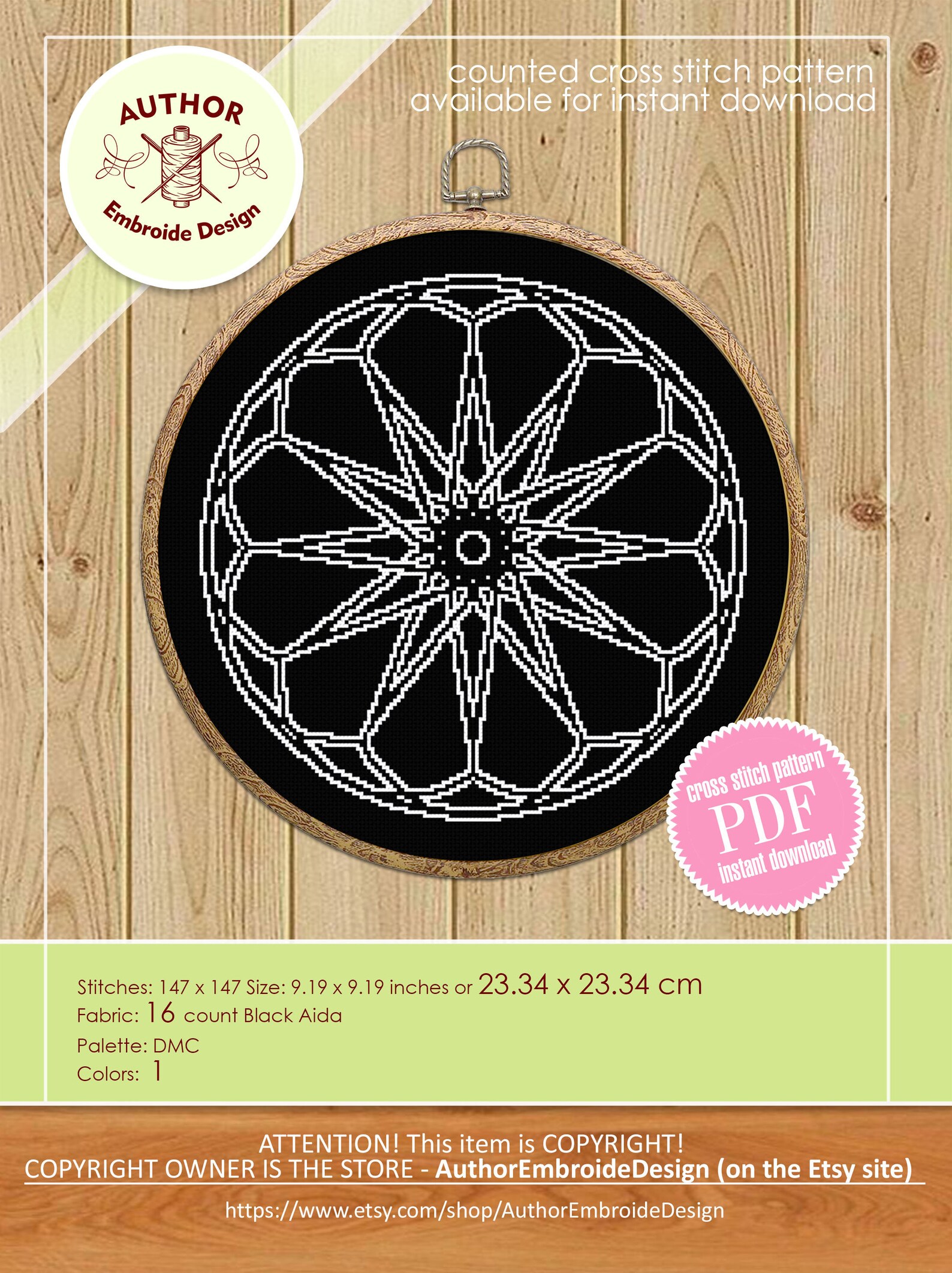 Wheel of Fortune Mandala Cross Stitch Pattern Download PDF - Etsy