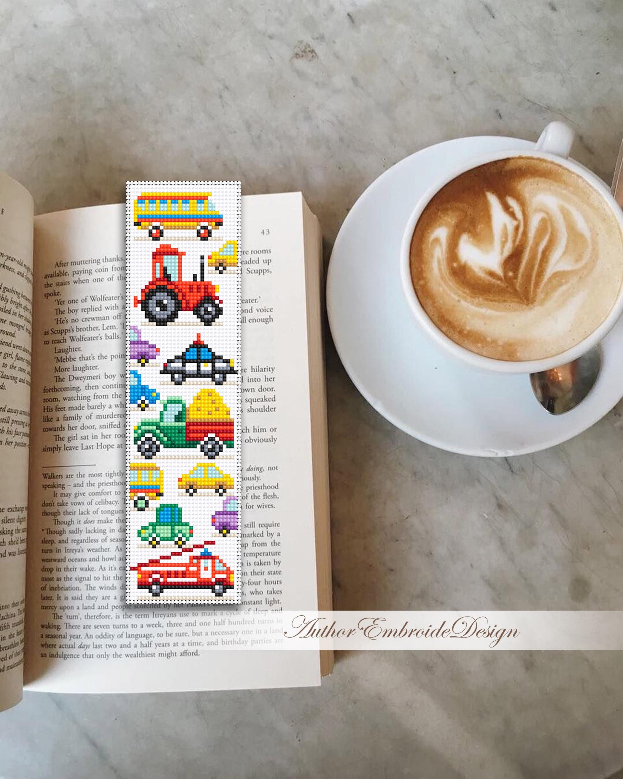 Vehicle Bookmark Cross Stitch Pattern PDF Instant Download Mini Cars ...