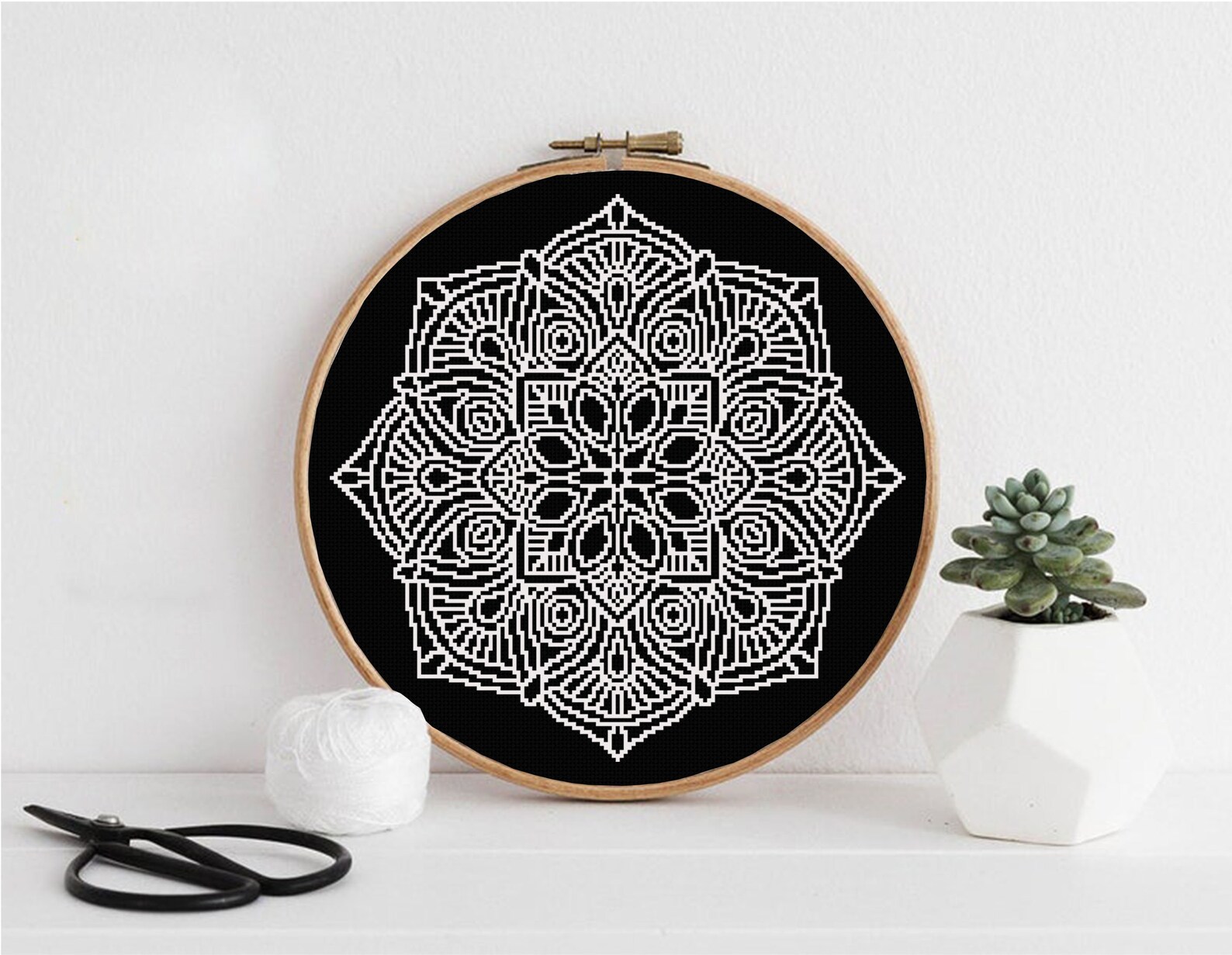 Mandala Set Cross Stitch Pattern Download PDF Monochrome Mandala Cross ...