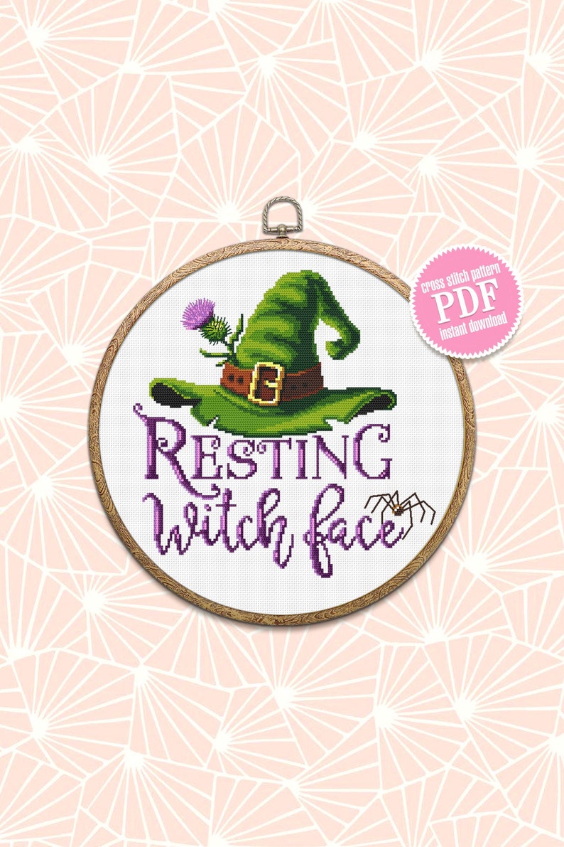 Resting Witch Face Cross Stitch Pattern Download PDF - Etsy