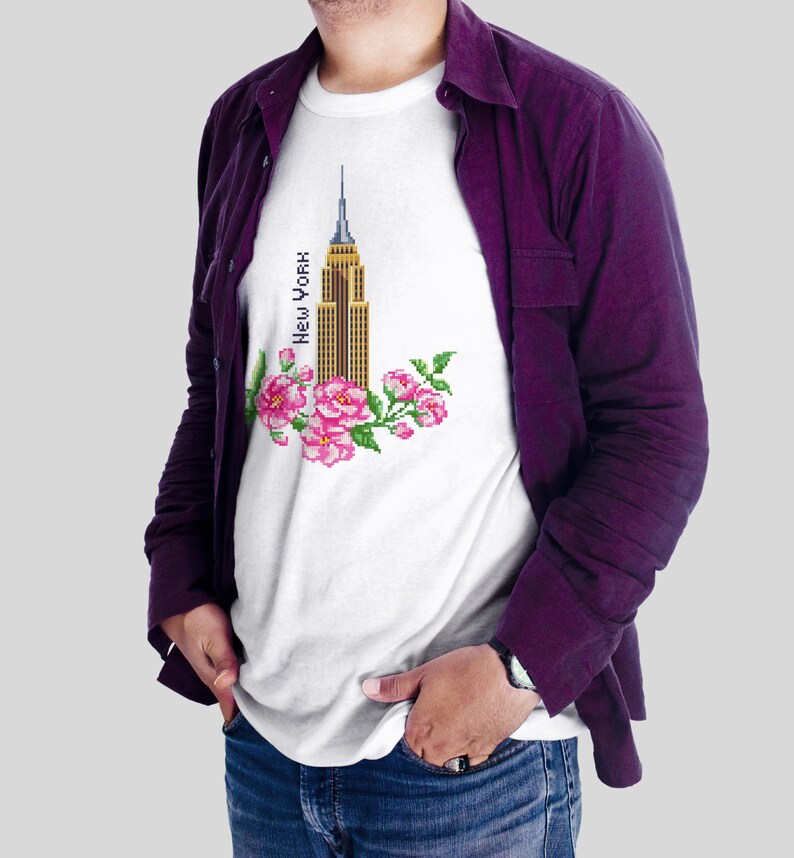 New York City Cross Stitch Pattern Sakura Modern PDF Empire | Etsy