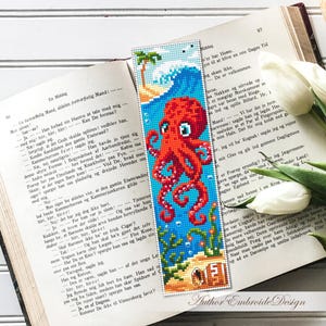 Ocean Bookmark Cross Stitch Pattern PDF Download Cute Octopus Cross ...