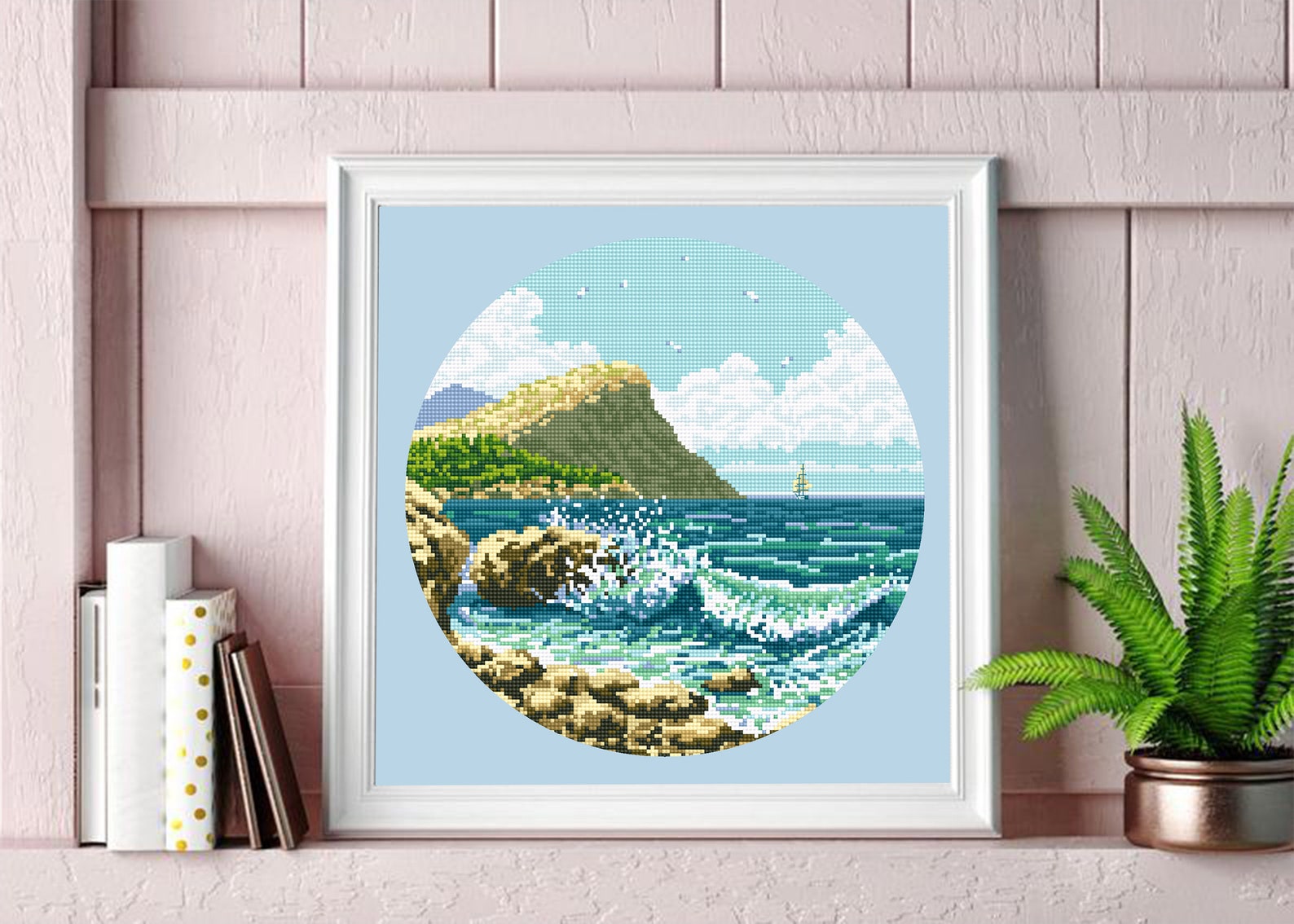 Sea Landscape Cross Stitch Pattern Download PDF Ocean Waves - Etsy