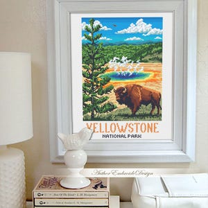 Yellowstone National Park Cross Stitch Pattern PDF Download Buffalo ...