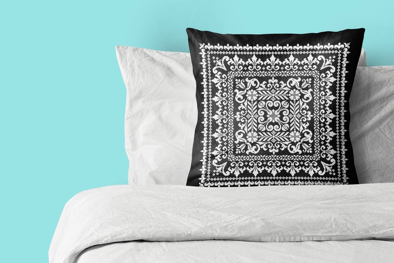 Square Mandala Cross Stitch Pattern PDF Download, Floral Ornament ...