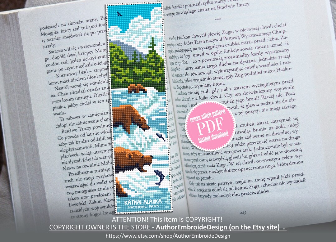 Katmai National Park Bookmark Cross Stitch Pattern PDF Download Nature ...