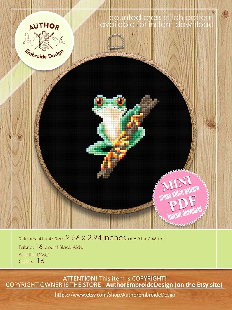 Small Tree Frog Cross Stitch Pattern PDF Set of 3 Frog Patterns Instant ...