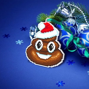 Christmas Poop Emoji Cross Stitch Pattern PDF Download Double-sided ...