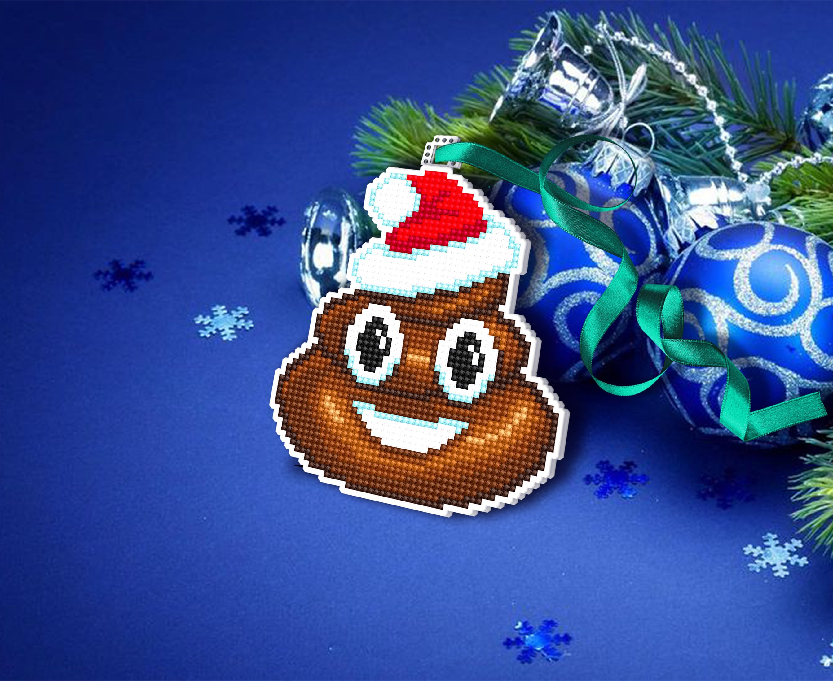 Christmas Poop Emoji Cross Stitch Pattern PDF Download Double-sided ...