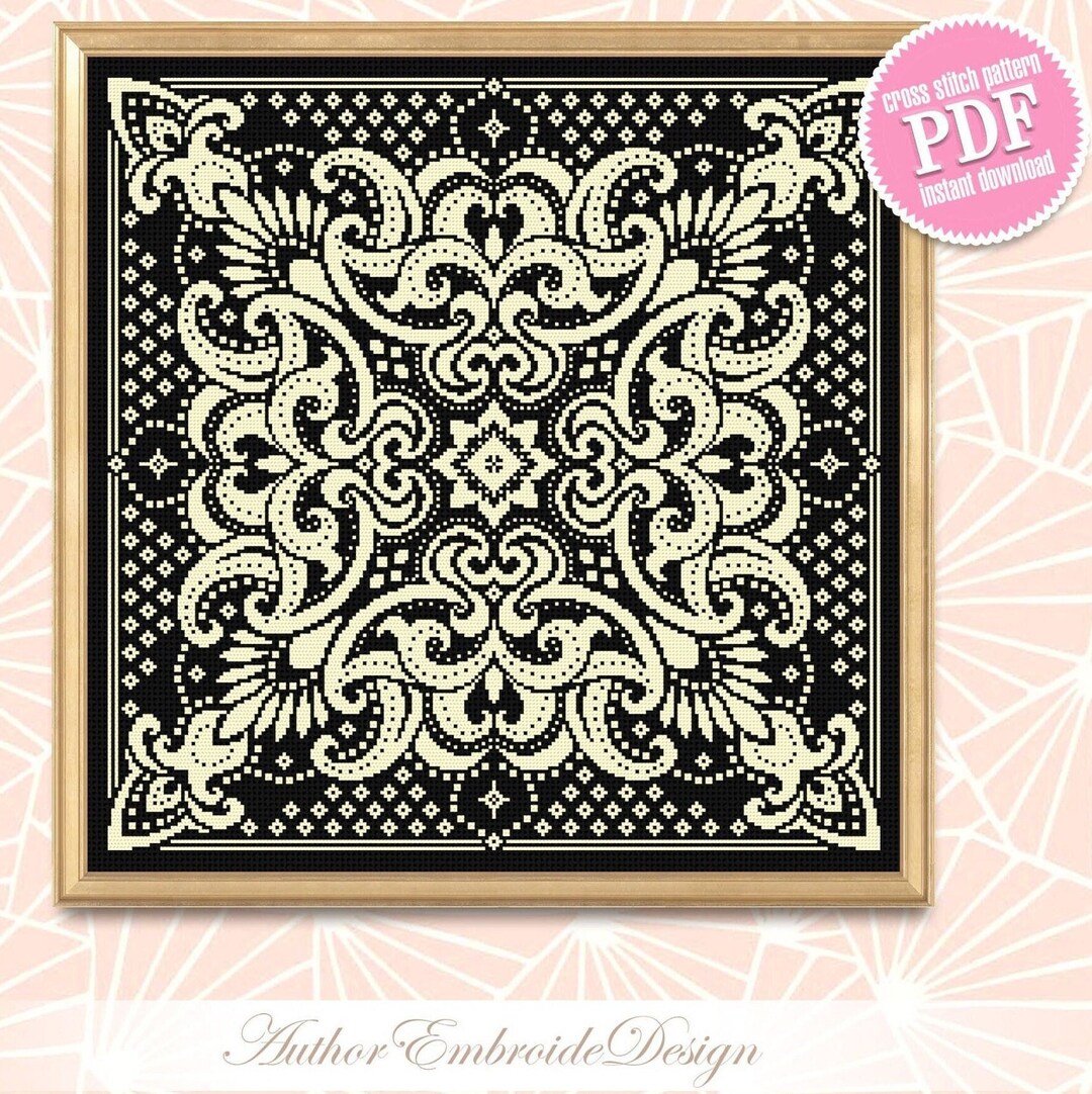Square Mandala Cross Stitch Pattern PDF Download, Carpet Counted Cross ...