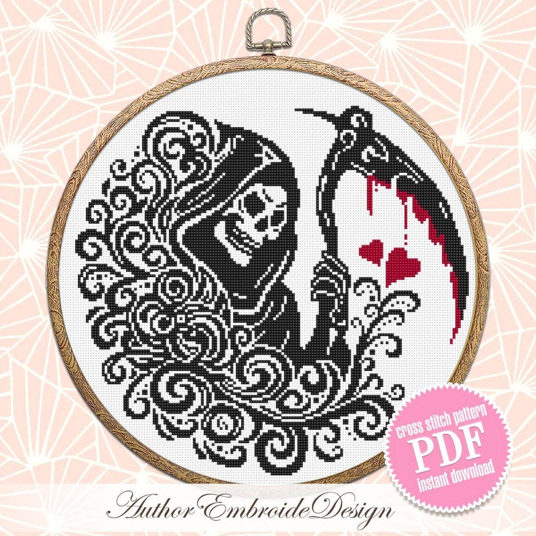 Grim Reaper Cross Stitch Pattern PDF Download Gothic Cross Stitch Chart ...