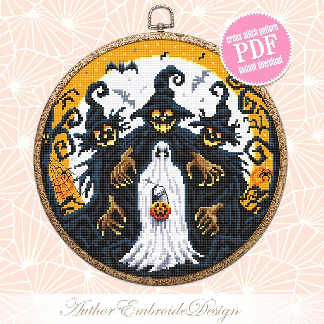 Scary Halloween Cross Stitch Pattern PDF Download Spooky Ghost Cross ...