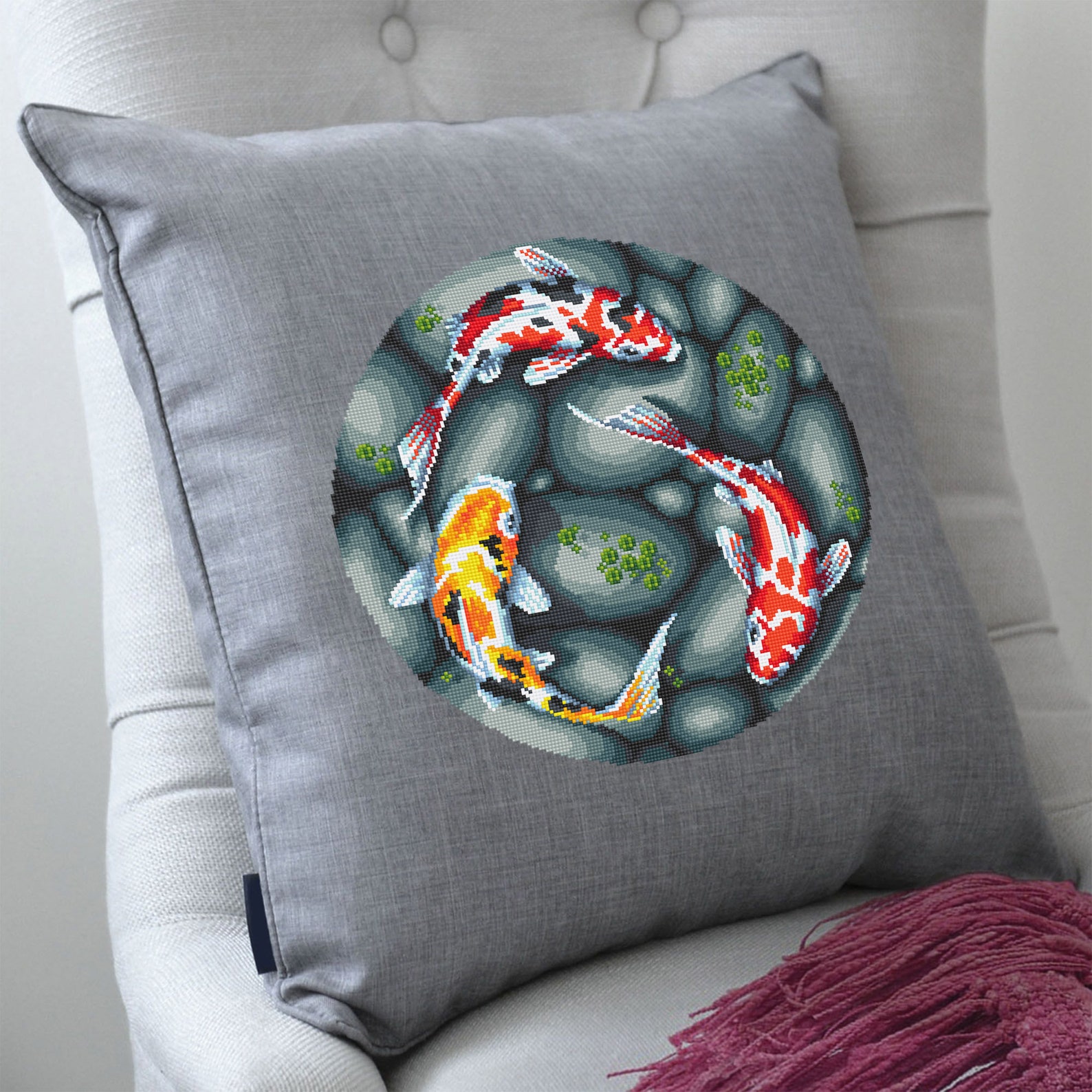 Koi Pond Cross Stitch Pattern Download PDF Koi Fish Cross - Etsy
