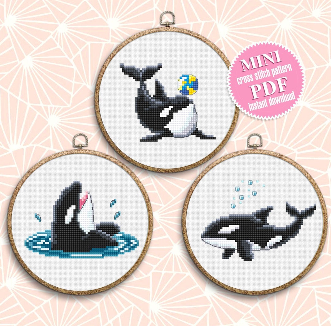 Killer Whale Cross Stitch Pattern PDF Set of 3 Orca Whale Patterns ...