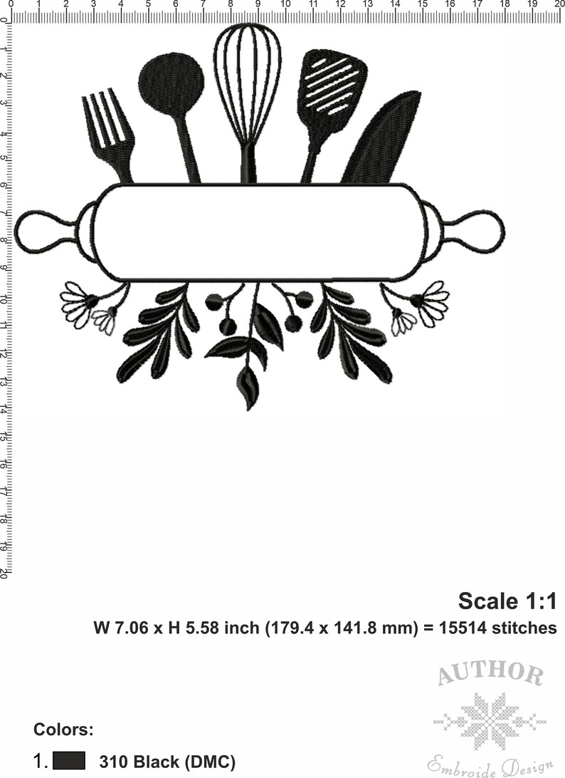 Kitchen Utensils Split Frame Machine Embroidery Design 3 Sizes, Baking ...