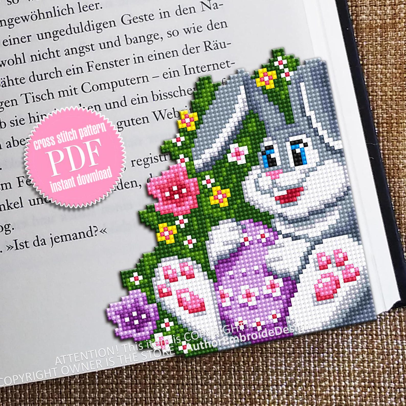 Easter Corner Bookmark Cross Stitch Pattern PDF Download Easter Bunny ...