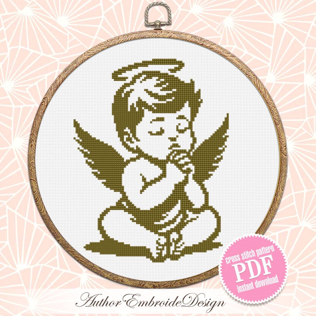 Baby Angel Cross Stitch Pattern PDF Download Angel Silhouette Cross ...