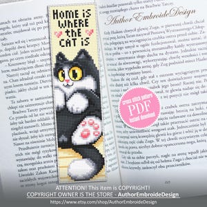 Cat Bookmark Cross Stitch Pattern PDF Download Black Cat Cross Stitch ...