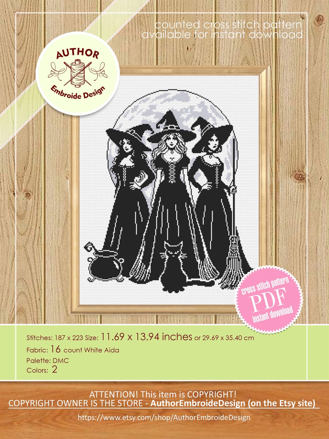 Halloween Witches Cross Stitch Pattern PDF Download Witchy Cross Stitch ...