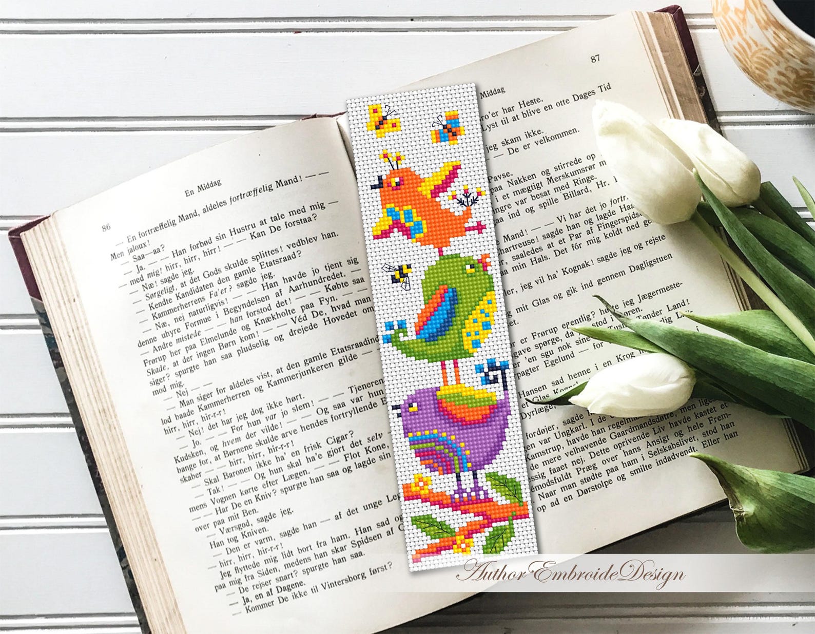 Folk Bird Bookmark Cross Stitch Pattern PDF Download Funny Birds Cross ...