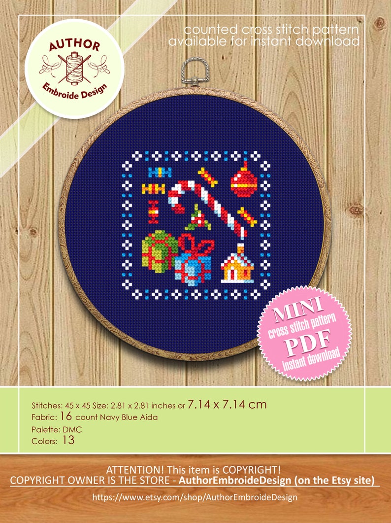 Mini Christmas Cross Stitch Pattern Download PDF Winter - Etsy