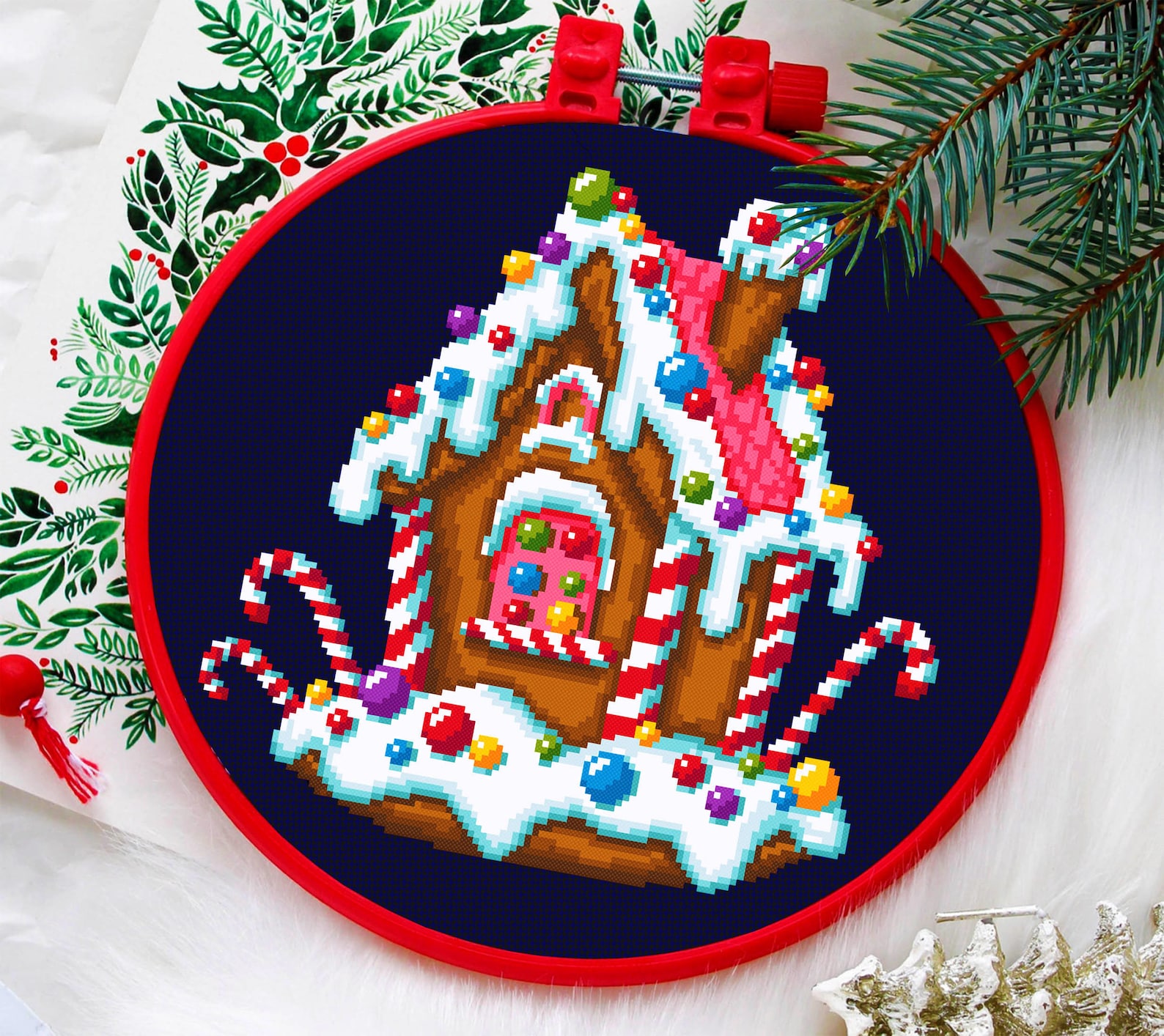 Gingerbread House Cross Stitch Pattern Download PDF Christmas - Etsy