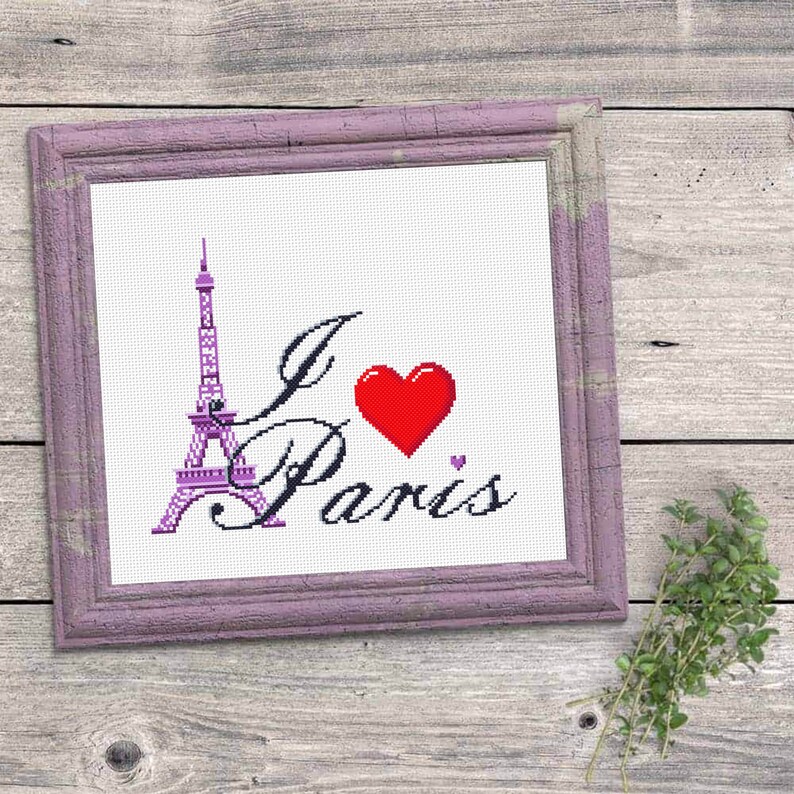 I Love Paris Cross Stitch Pattern Download PDF Eiffel Tower Cross ...