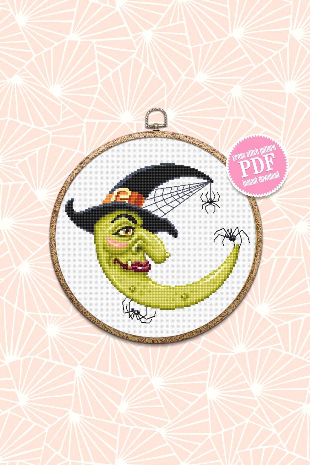 Crescent Moon Witch Cross Stitch Pattern Download PDF - Etsy