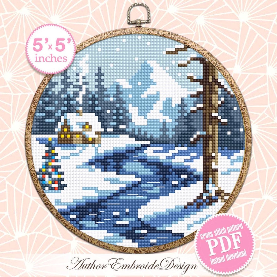 Winter Landscape Cross Stitch Pattern PDF Download Winter Nature Cross ...