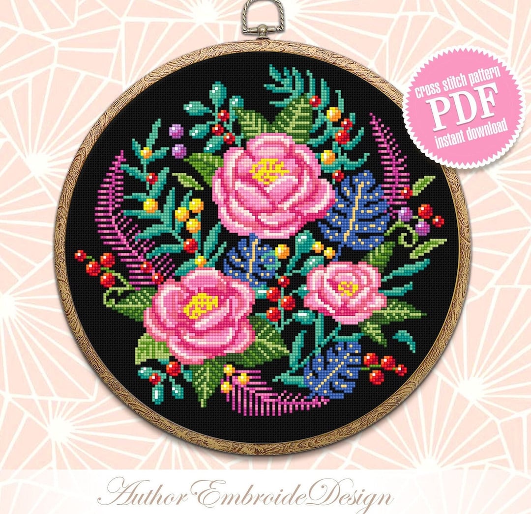 Floral Cross Stitch Pattern PDF Download Flowers Cross Stitch Chart ...