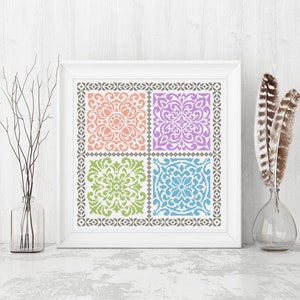 Square Mandala Cross Stitch Pattern PDF Download Sampler Cross Stitch ...