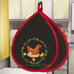 Hen and Chicks Cross Stitch Pattern PDF Download Chicken Cross Stitch ...