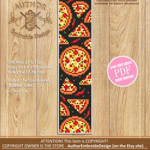 Pizza Bookmark Cross Stitch Pattern PDF Download Simple Handmade ...